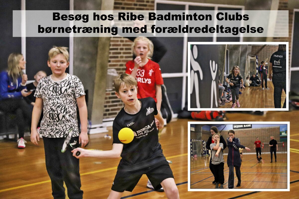 Børn og forældre hygger sig sammen til træning i Ribe Badminton Club ...
